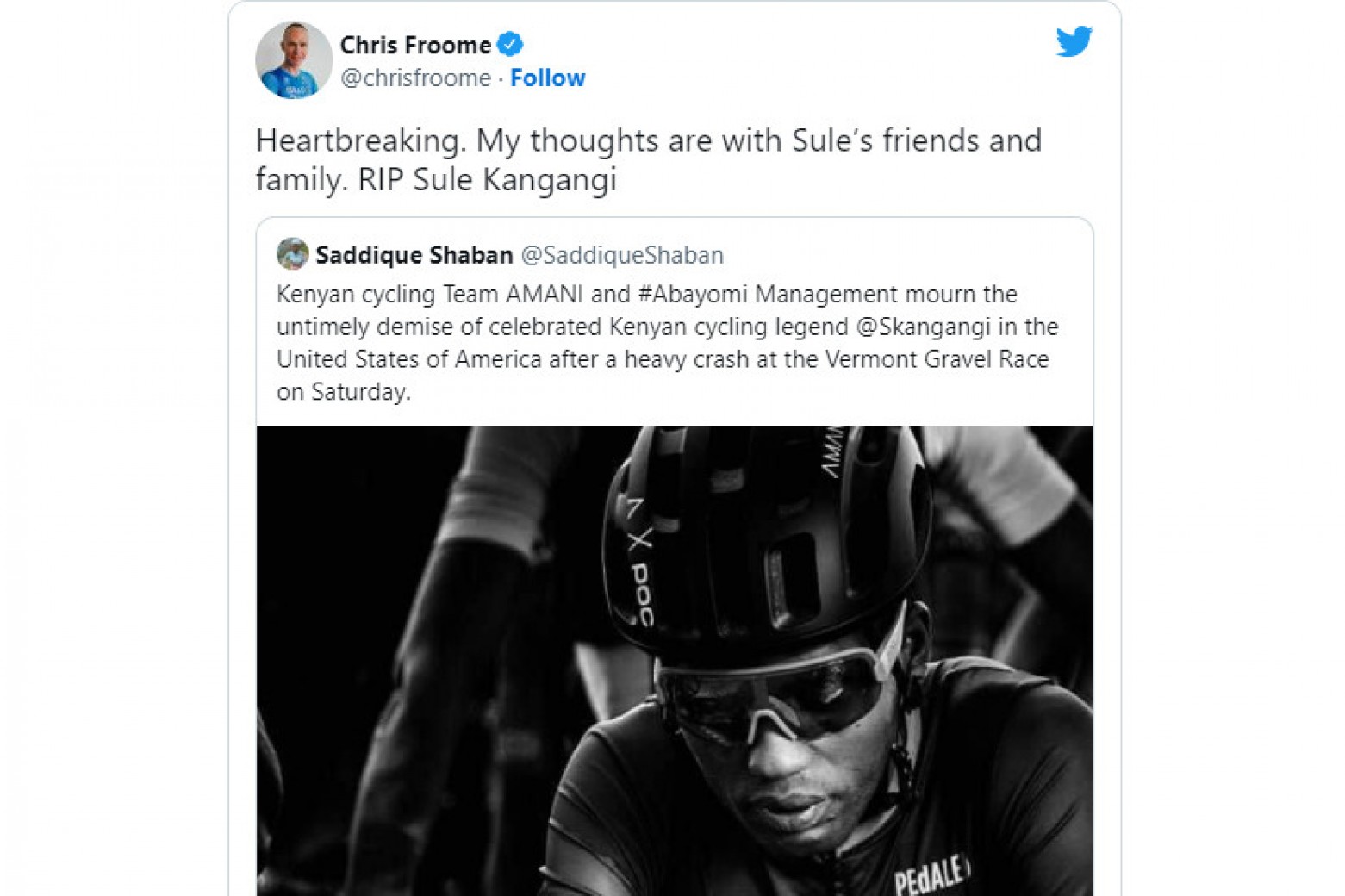 Suleiman Kangangi fallece durante la carrera de gravel Vermont Overland